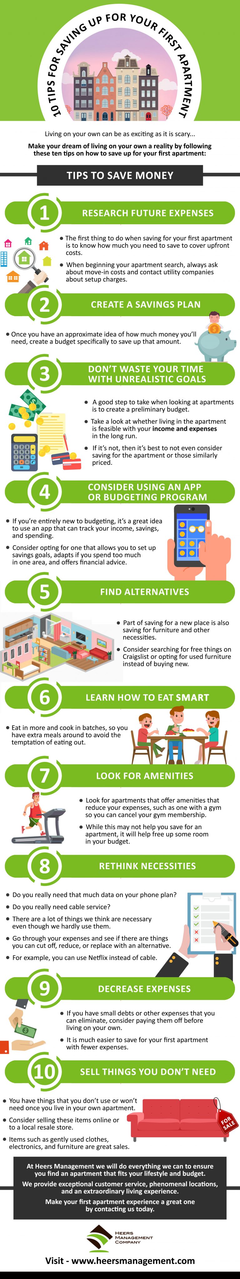 10 Tips for Saving Up For Your First Apartment | Heers Management